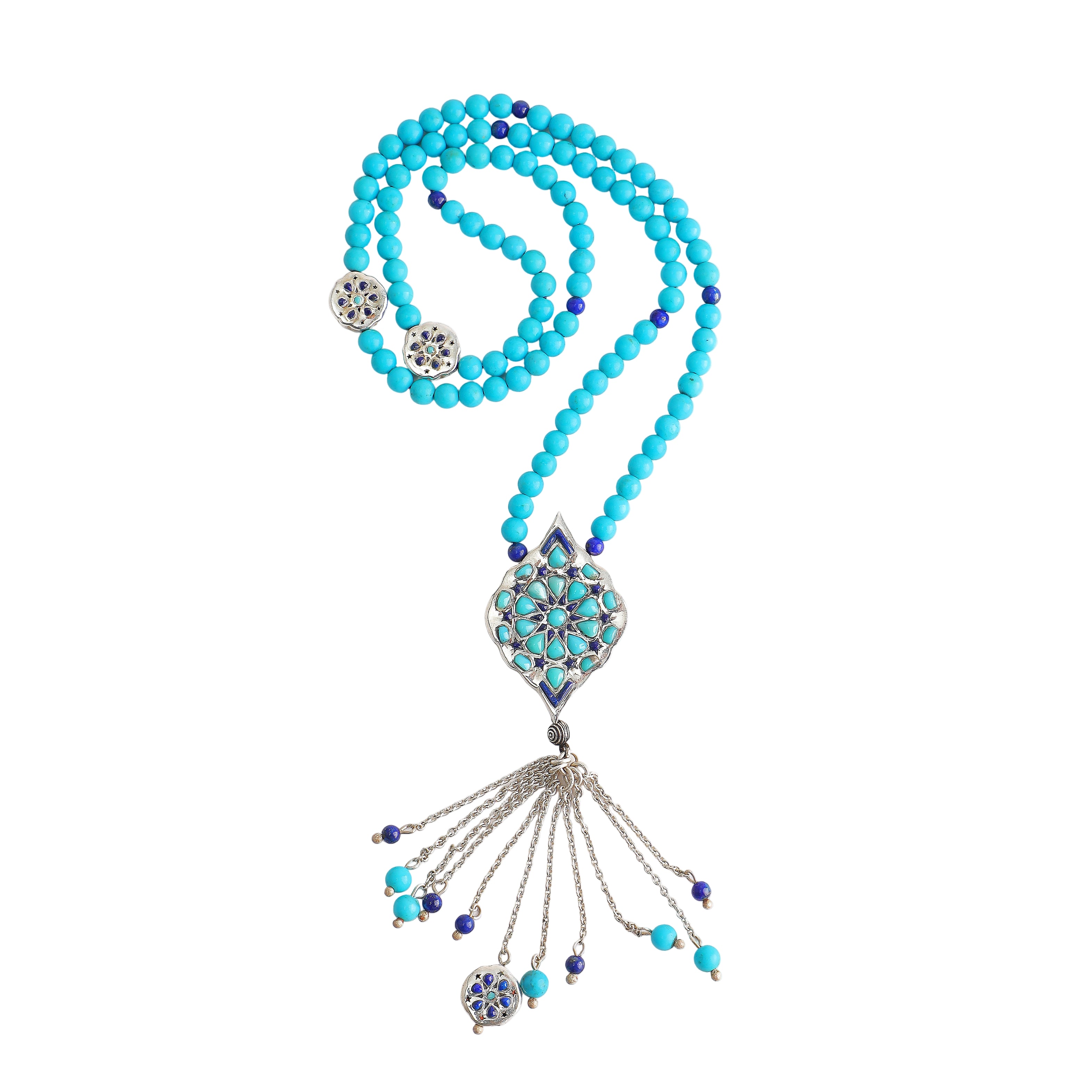 99 Beads Fayrouz with lapis and silver Rosary - RHCS065 – Alsebhaa Shop