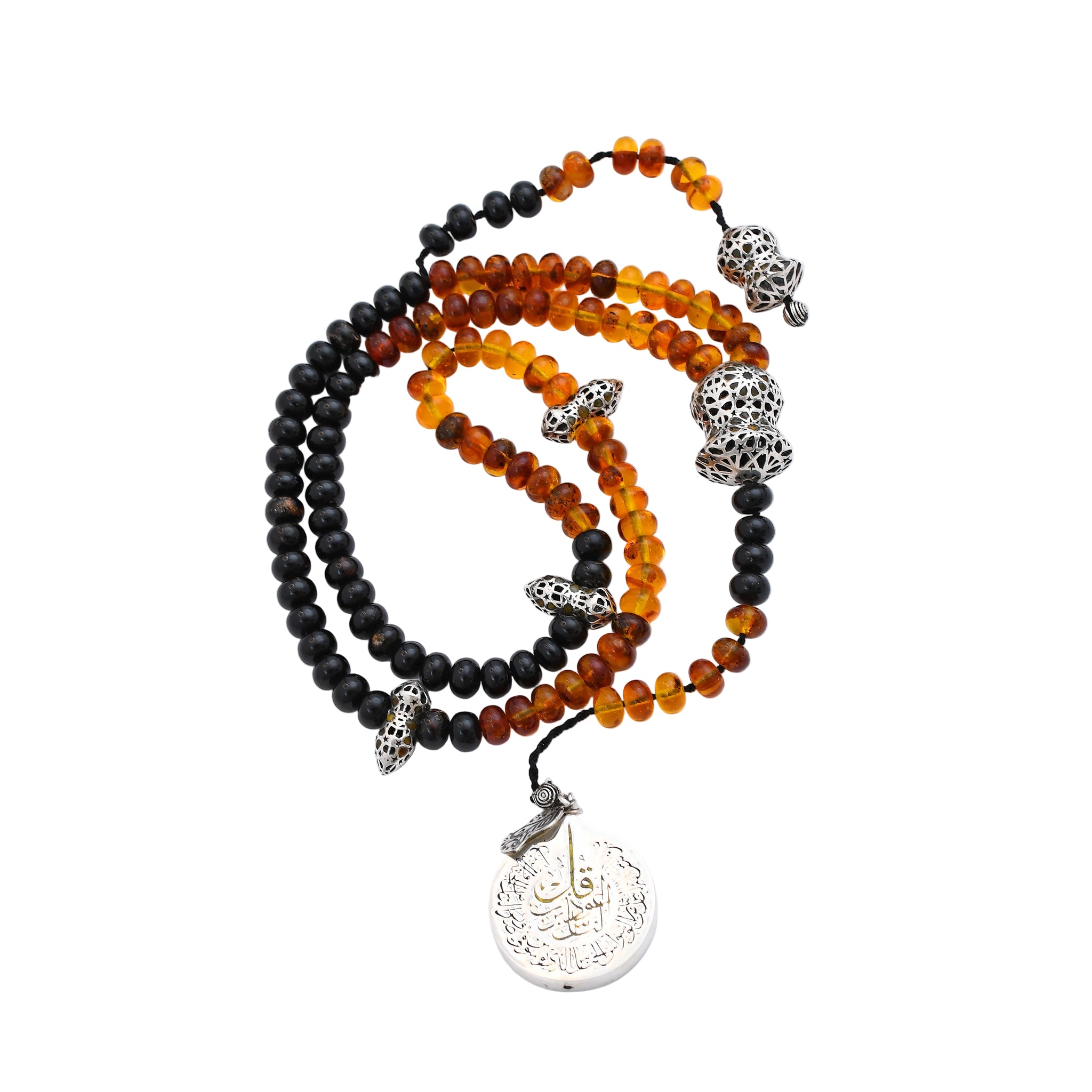 99 beads of AmberWood ,Yusr Stone and Silver Rosary - RHCS025 ...
