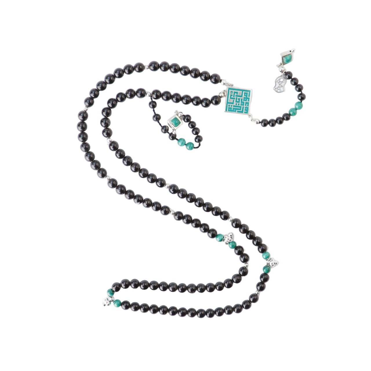 99 Yusr with Malachite Stones and Silver Rosary - RHCS013 – Alsebhaa Shop